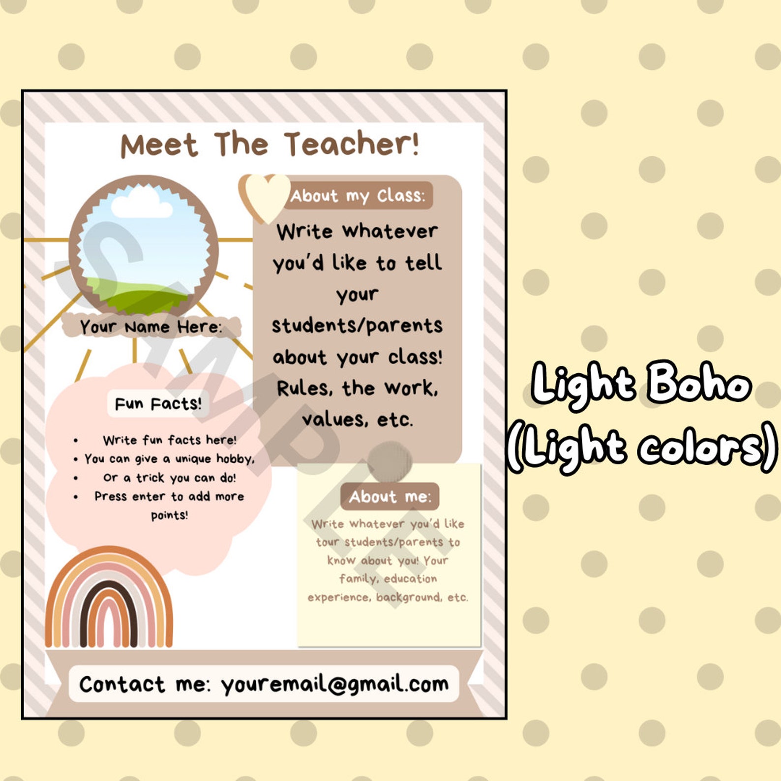 Meet the Teacher Template | Boho Template | Template for Teachers ...