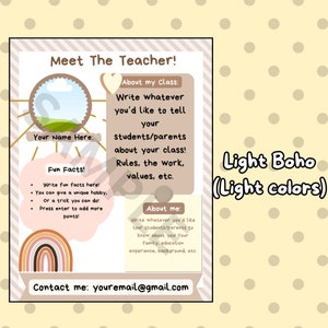 Meet the Teacher Template | Boho Template | Template for Teachers ...
