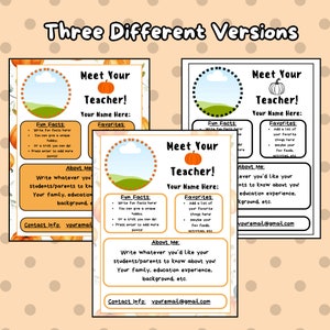 Meet the Teacher Template | Pumpkin Pattern |template for Teachers ...