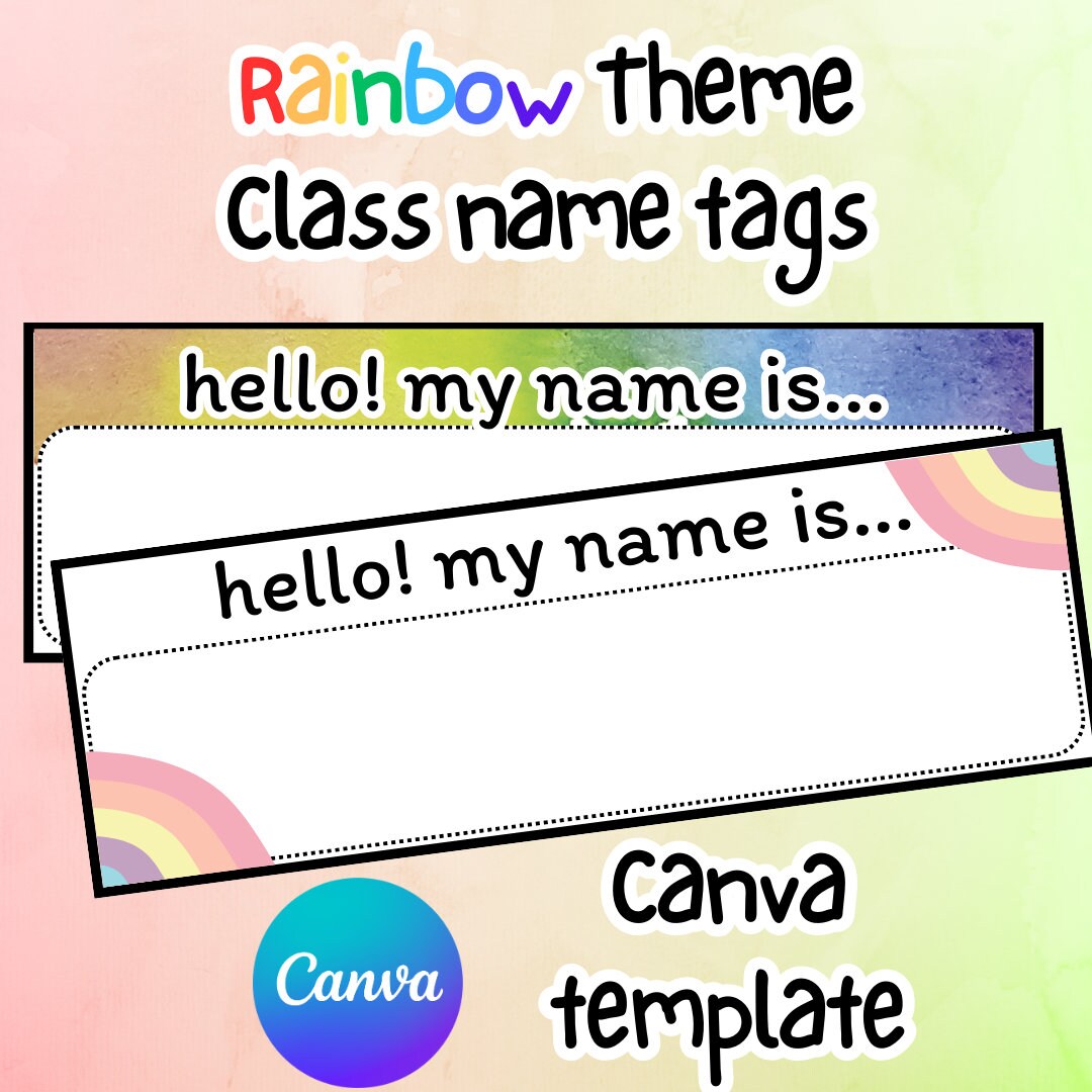 Rainbow Theme Name Tags | Name Labels| Back to School | Printable ...