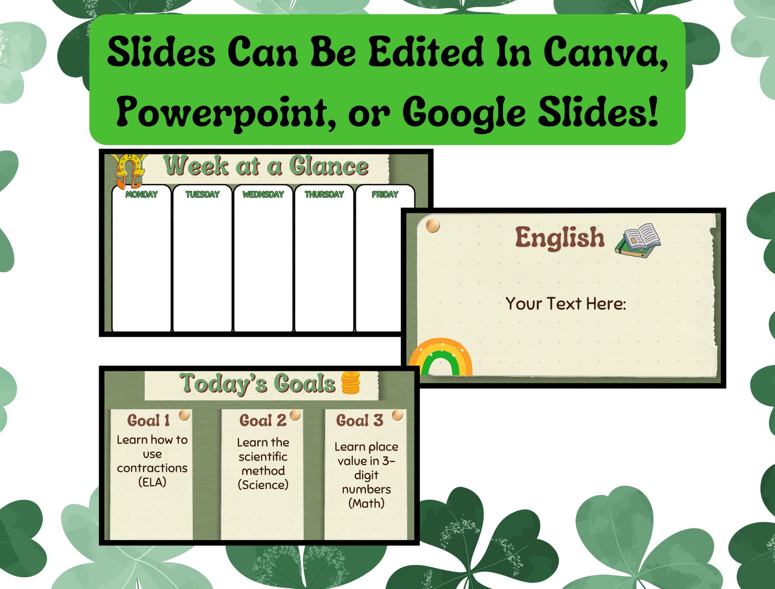 St. Patrick's Day Slides Template | Editable Classroom Slides | Google ...