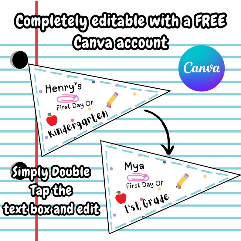 School Supplies-theme First Day of School Flag | Back to School Sign ...