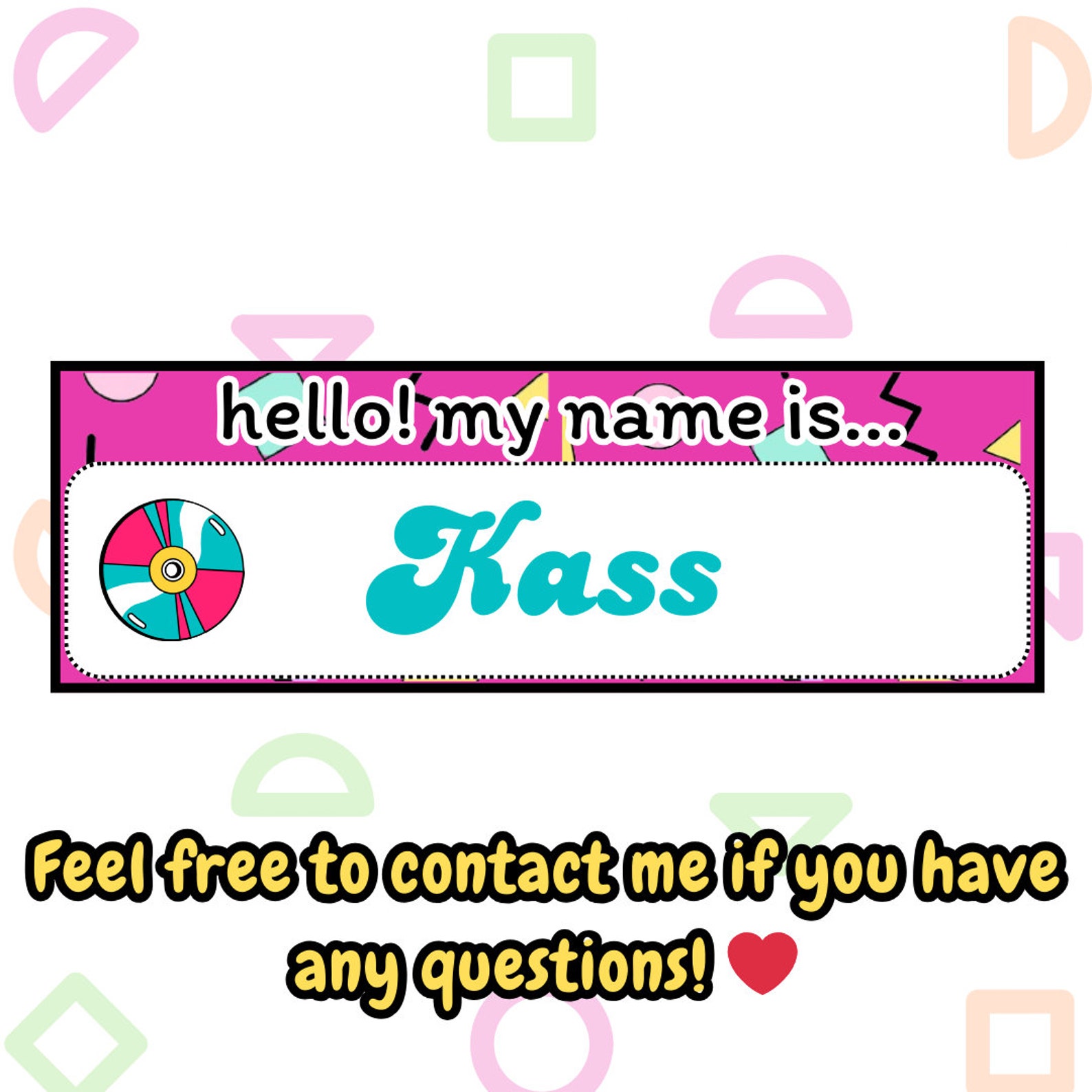 Retro Neon 90's Theme Name Tags | Name Labels| Back to School ...