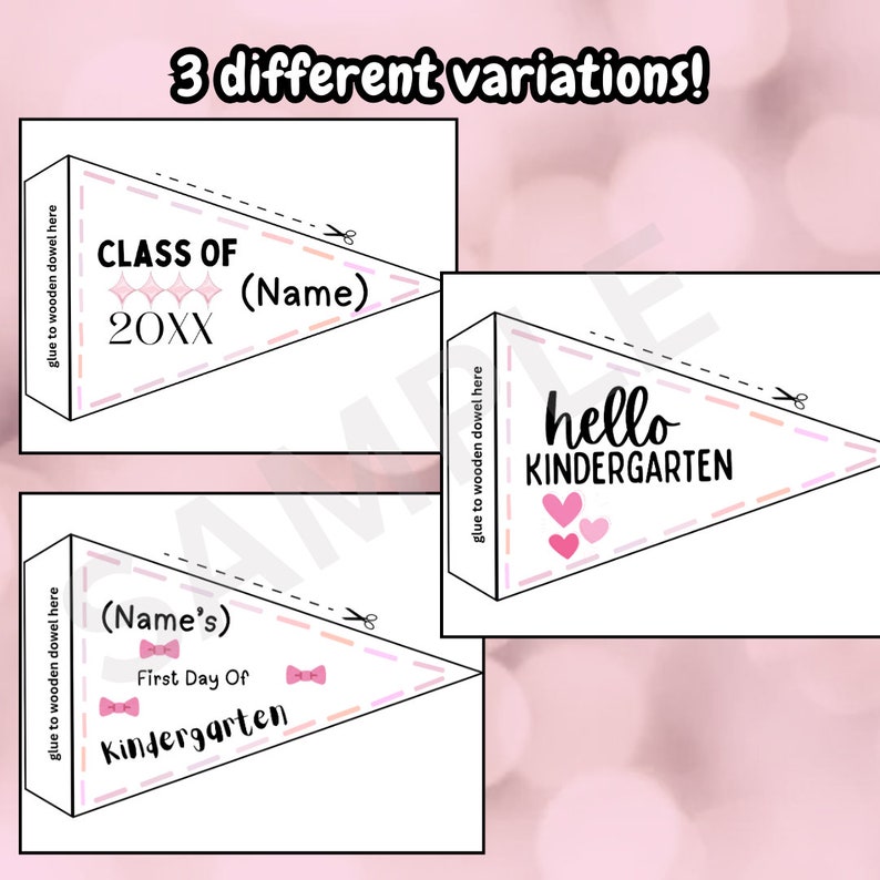 Pink-theme First Day of School Flag | Back to School Sign | Printable ...
