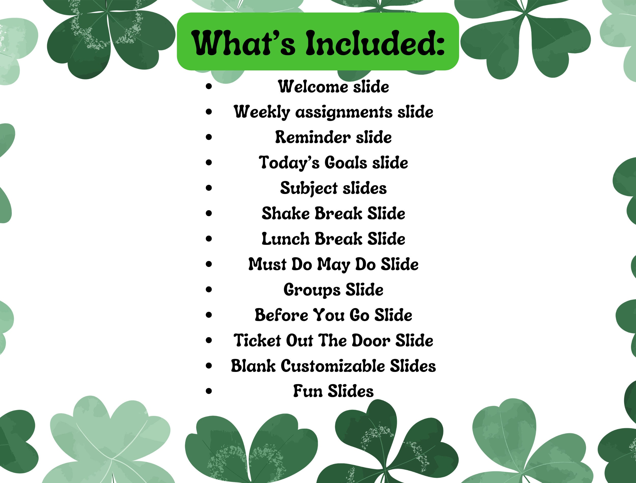 St. Patrick's Day Slides Template | Editable Classroom Slides | Google ...