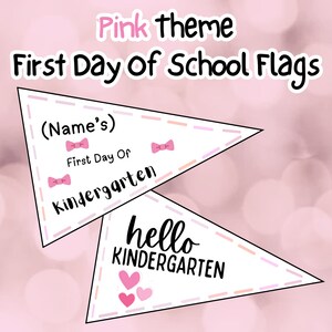 Pink-theme First Day of School Flag | Back to School Sign | Printable ...