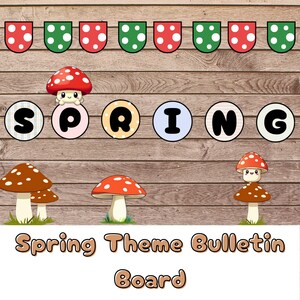 Mushroom Spring Bulletin Board | Cute Bulletin Board Decor | Bulletin ...