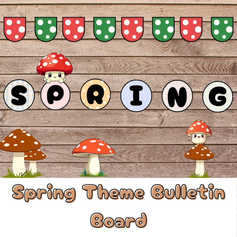 Mushroom Spring Bulletin Board | Cute Bulletin Board Decor | Bulletin ...