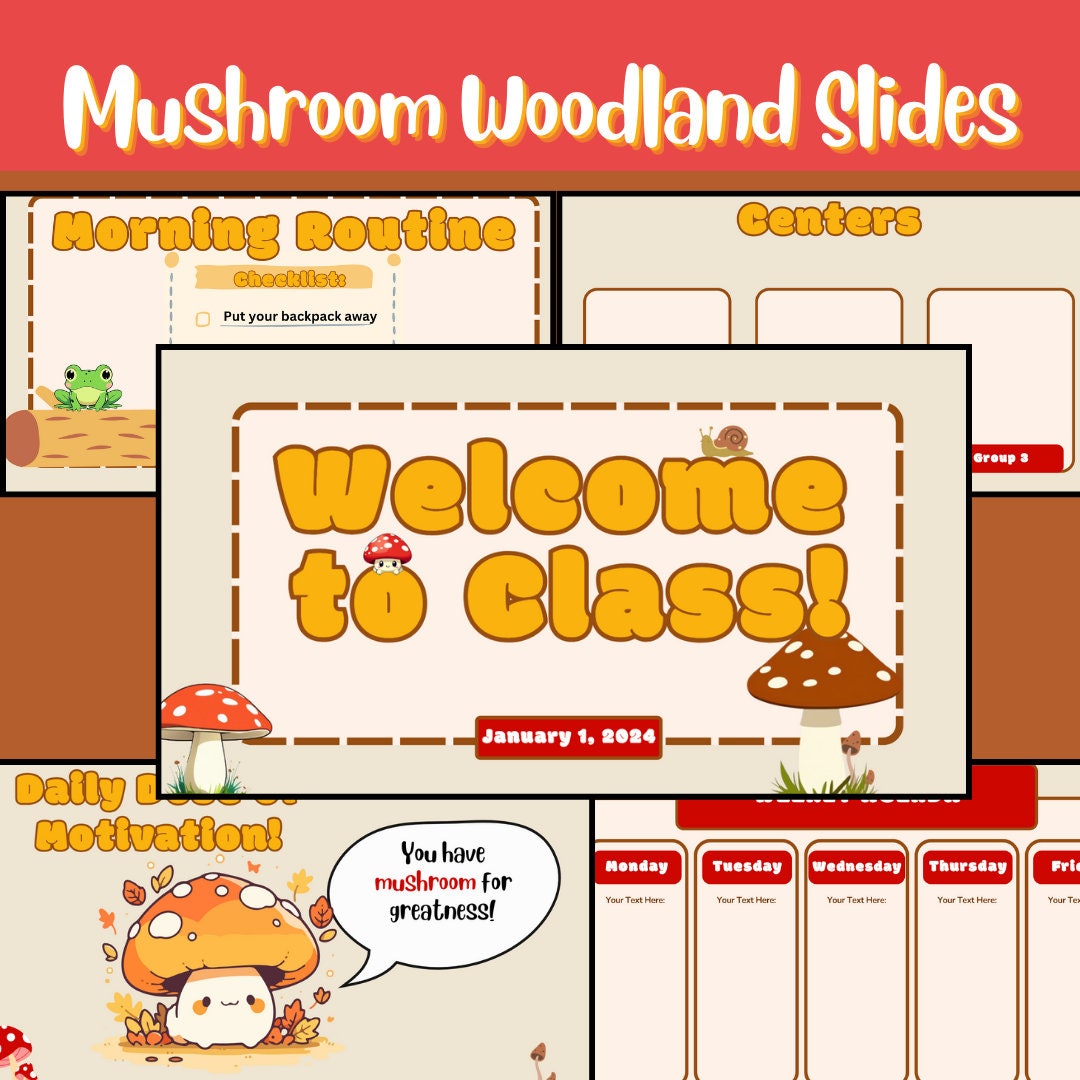 Mushroom Theme Slides Template for Teachers | Spring Classroom Slides ...
