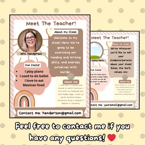 Meet the Teacher Template | Boho Template | Template for Teachers ...