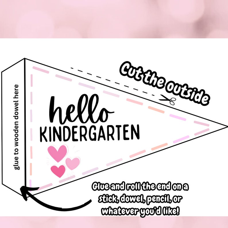 Pink-theme First Day of School Flag | Back to School Sign | Printable ...