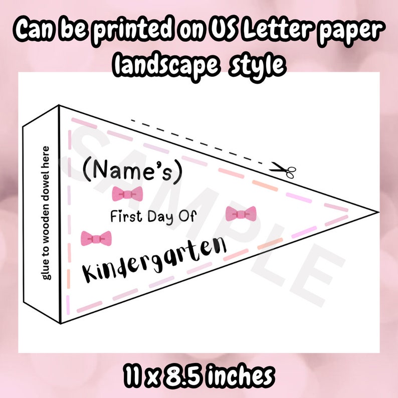 Pink-theme First Day of School Flag | Back to School Sign | Printable ...