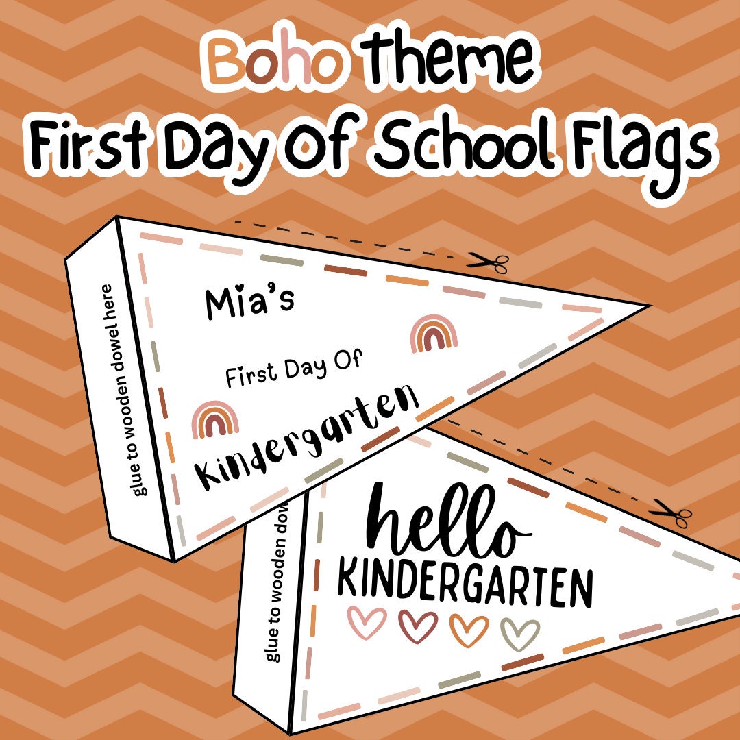 Boho First Day of School Flag| Back to School Sign | Flag Decoration ...