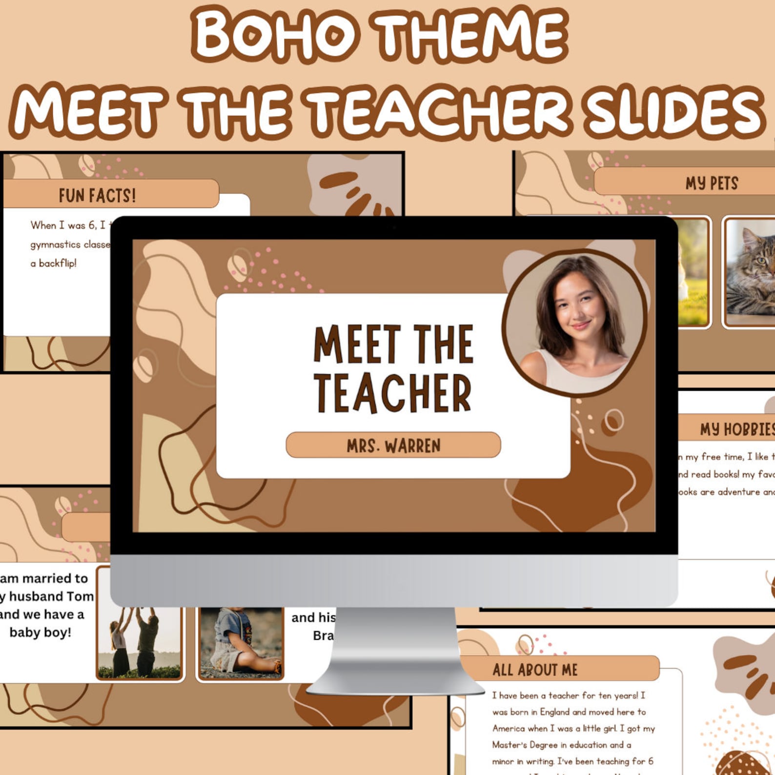 Boho Meet the Teacher Slides Classroom Slides Daily Slides Slides ...