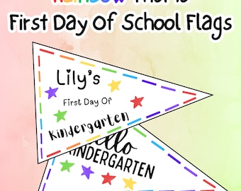 Pink-theme First Day of School Flag | Back to School Sign | Printable ...