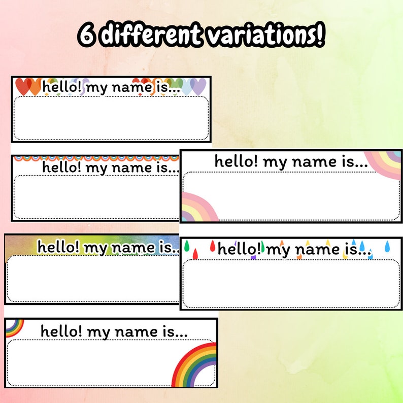 Rainbow Theme Name Tags | Name Labels| Back to School | Printable ...