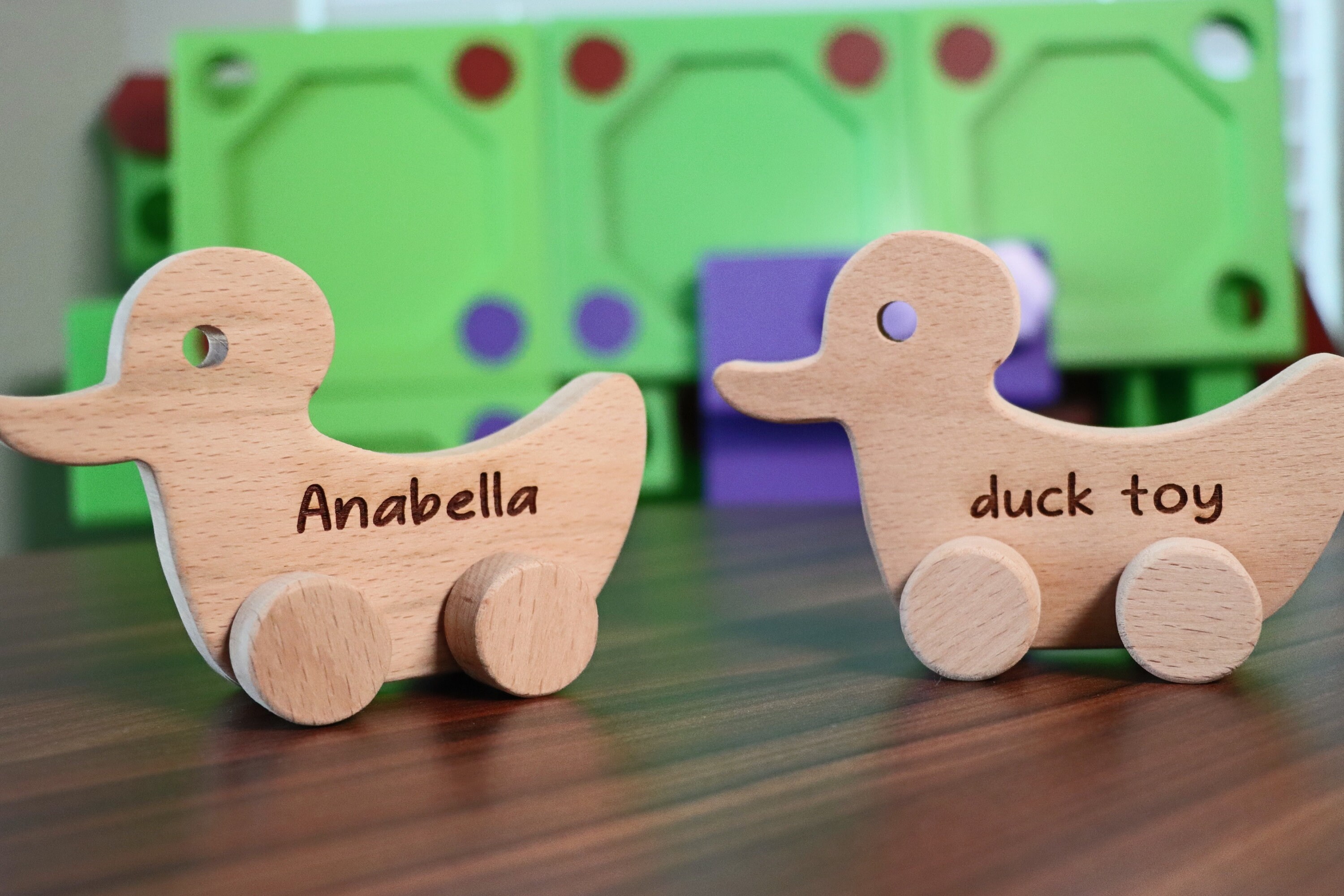 Wooden DUCK Push Toy, Waldorf and Montessori Animal Toy, Personalized ...