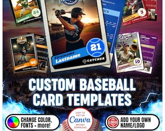 Customizable Baseball Card Canva Template, Player Trading Cards ...