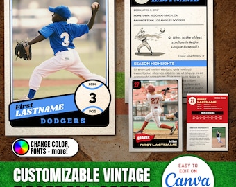 Customizable Baseball Card Canva Template, Player Trading Cards ...