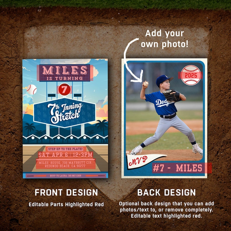 Editable 7th Inning Stretch Birthday Invite - Los Angeles Dodgers ...