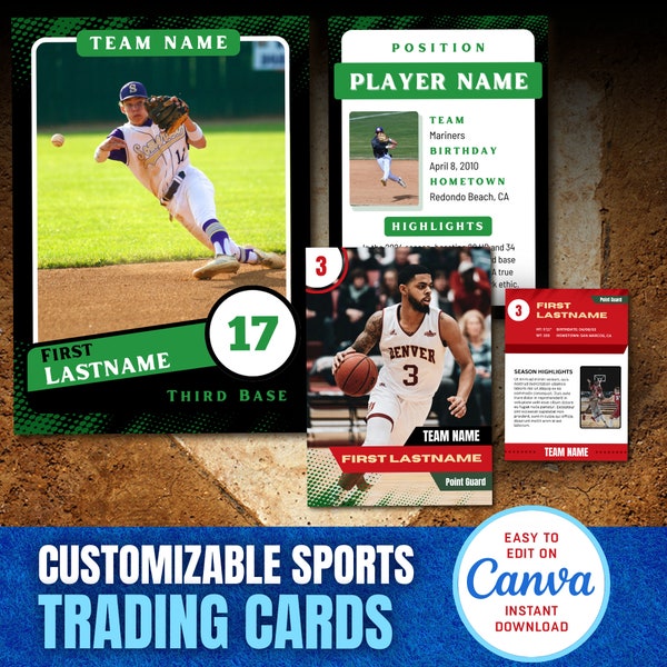 Sports Card Template - Etsy