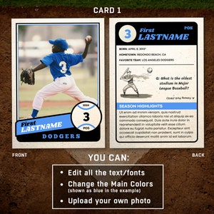 Customizable Baseball Card Canva Template, Player Trading Cards ...