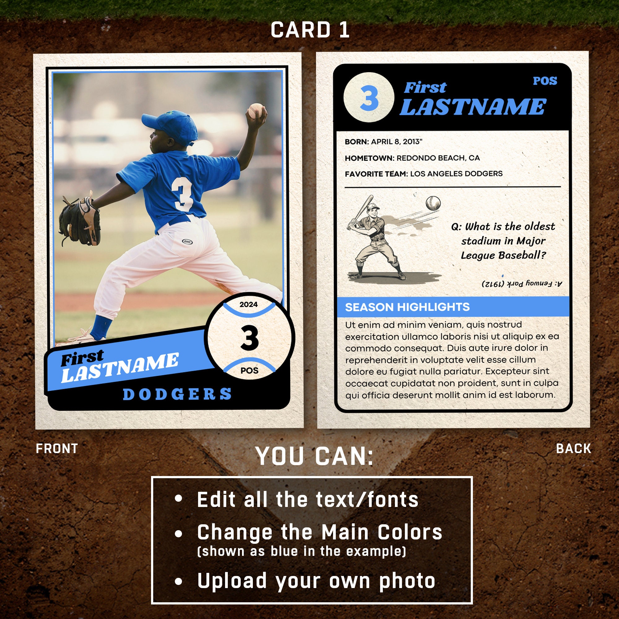 Customizable Baseball Card Canva Template, Player Trading Cards ...