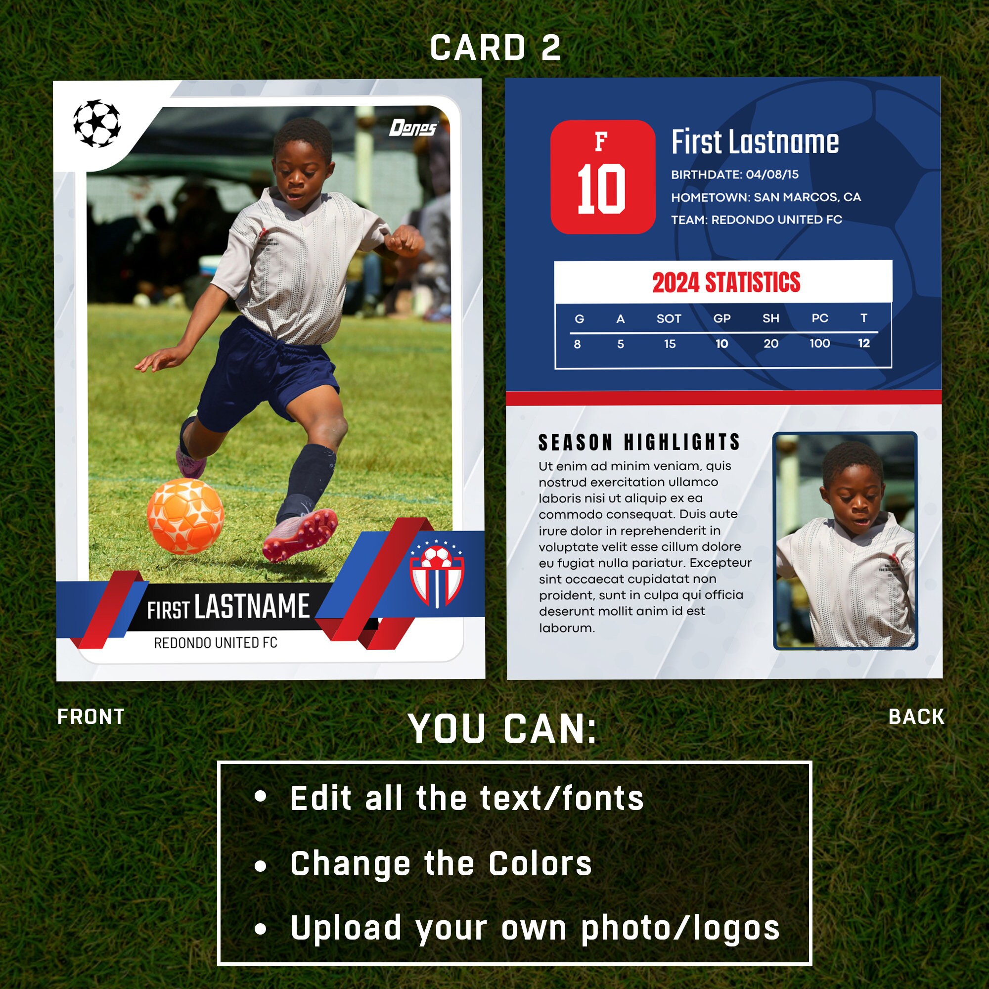 Customizable Soccer Card Canva Template, Player Trading Cards Template ...