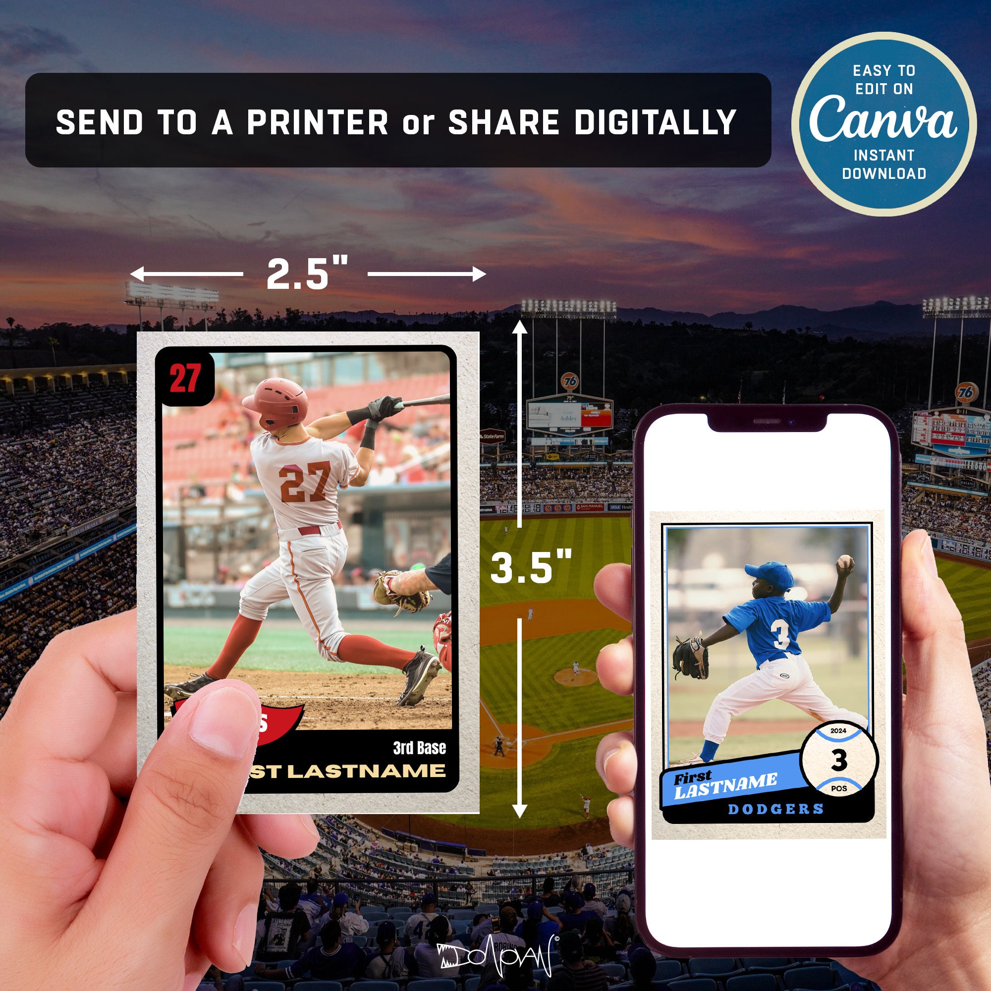 Customizable Baseball Card Canva Template, Player Trading Cards ...