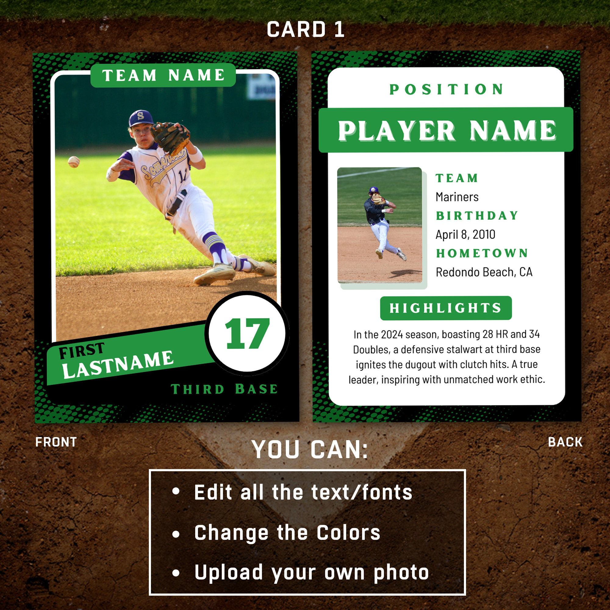 Customizable Sports Card Canva Template, Player Trading Cards Template ...
