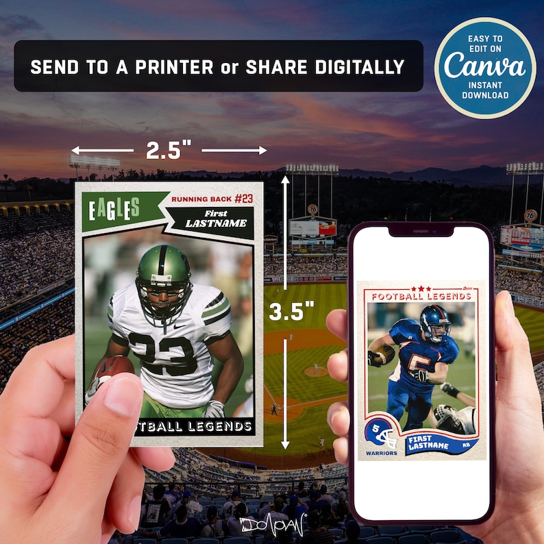 Customizable Football Card Canva Template, Player Trading Cards ...