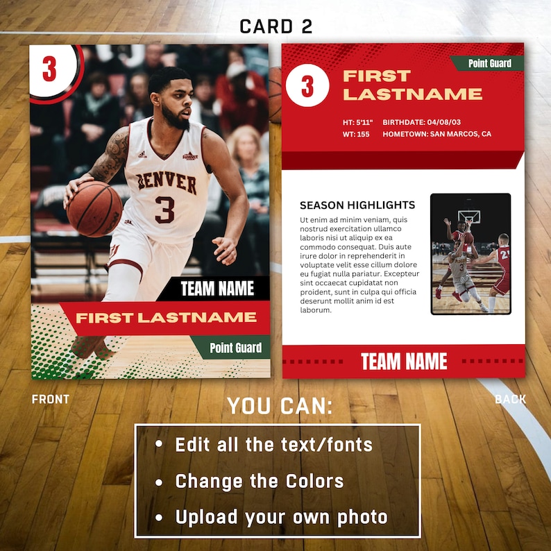Customizable Sports Card Canva Template, Player Trading Cards Template ...