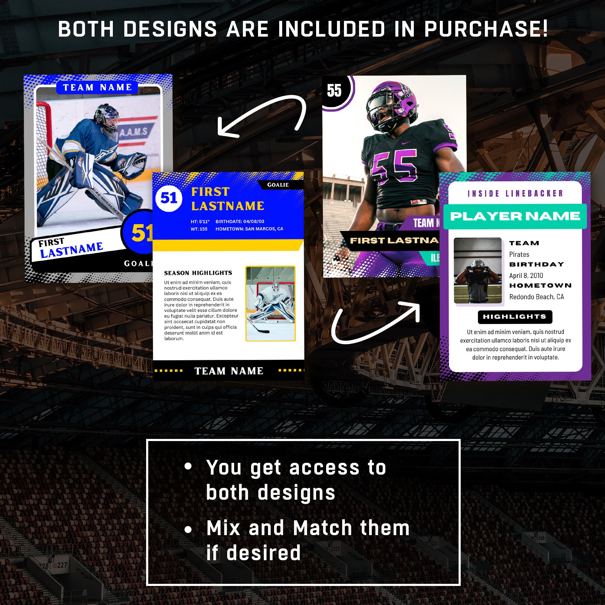 Customizable Sports Card Canva Template, Player Trading Cards Template ...