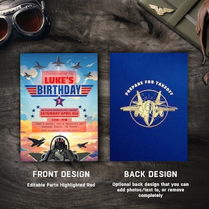 Editable Fighter Pilot Birthday Invitation - Jet Pilot Theme - Digital ...