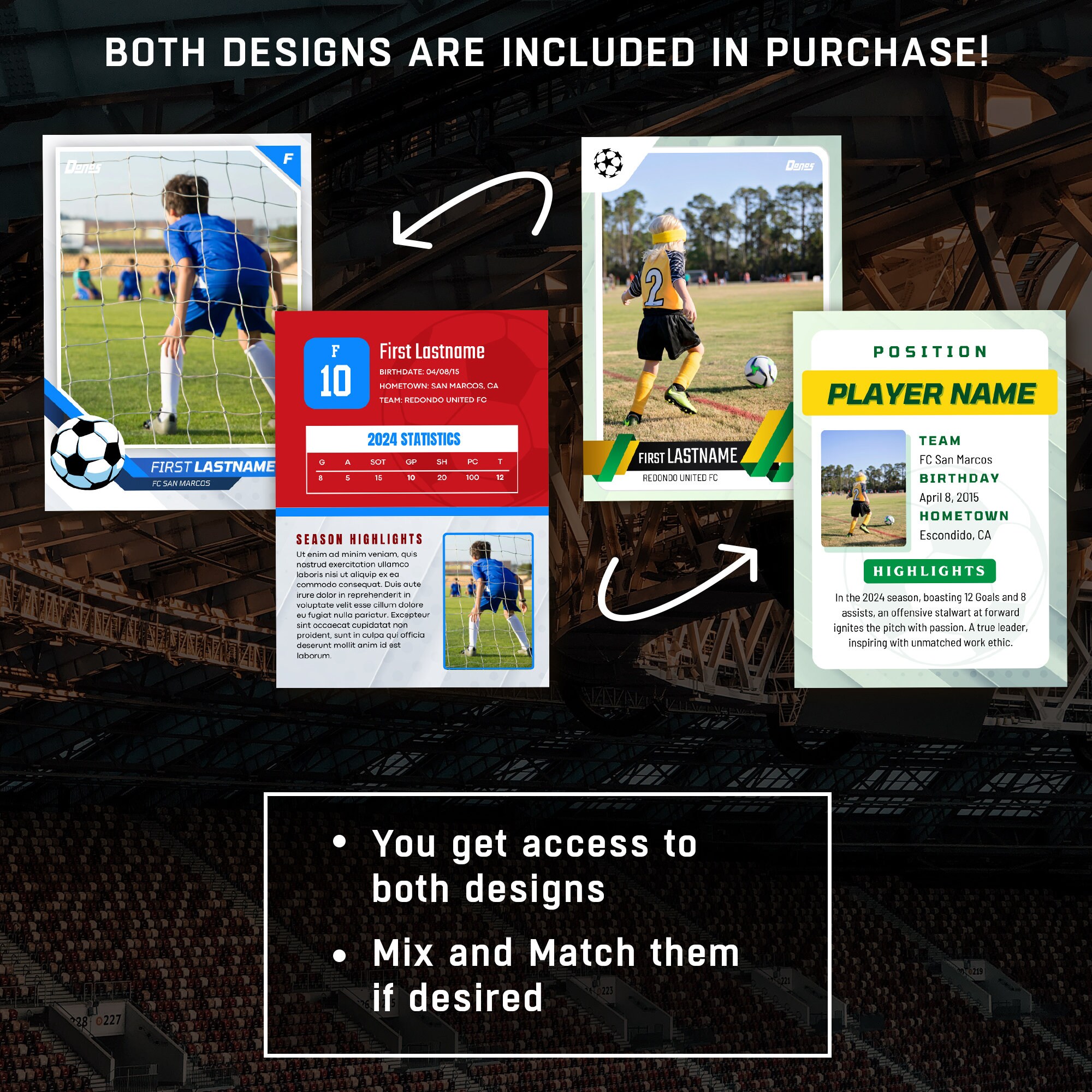 Customizable Soccer Card Canva Template, Player Trading Cards Template ...