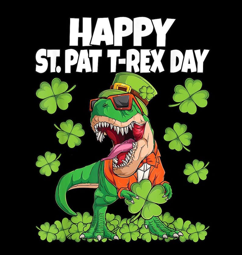 Funny St. Patrick's Day T-rex PNG | Happy St. Pat T-rex Day Digital ...