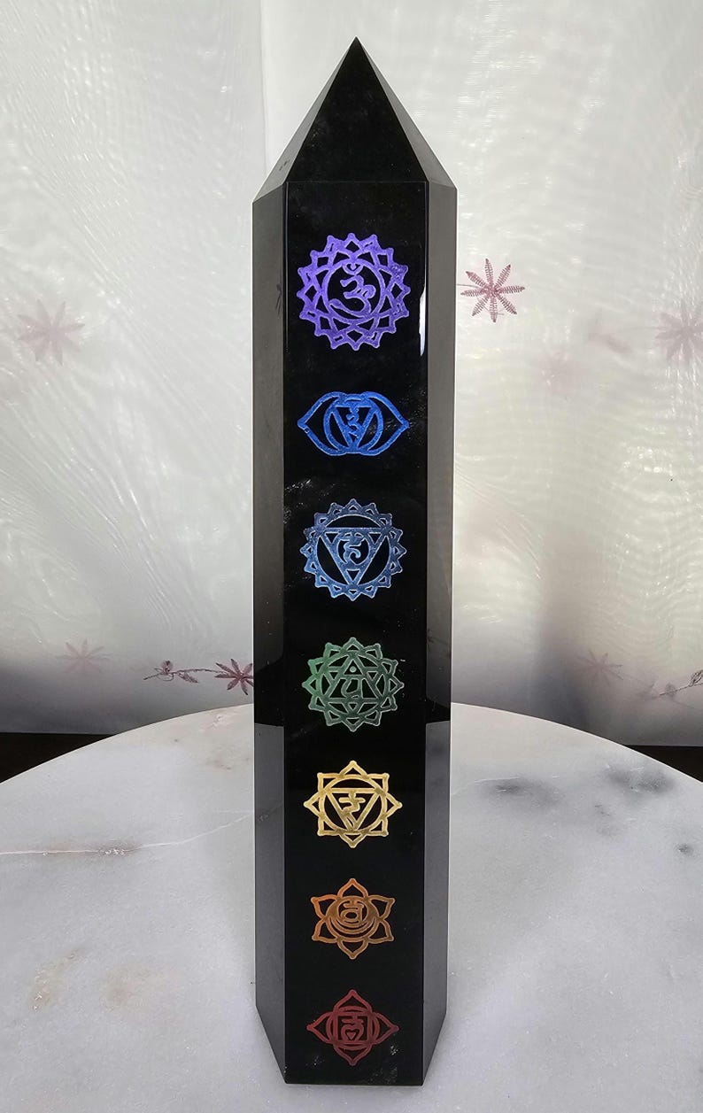 Black Obsidian Chakra Tower - Etsy