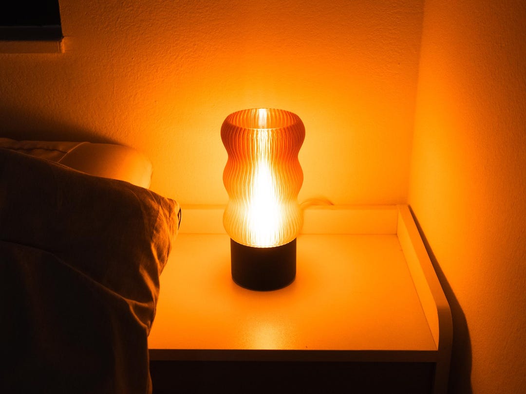 Ember Waves • Warm Wavy Amber Ambient Lamp for a Cozy Glow • Recycled ...