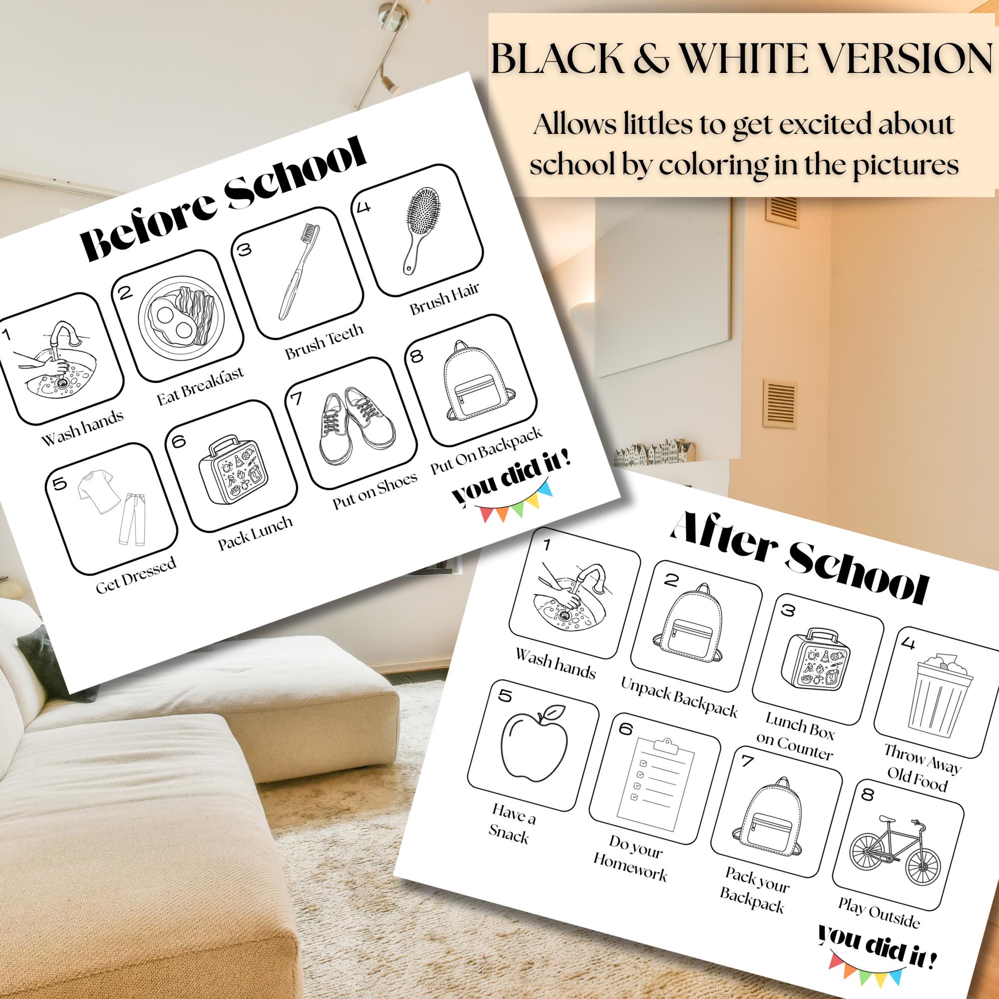 Before and After School Chart Printable | After School Checklist Visual ...