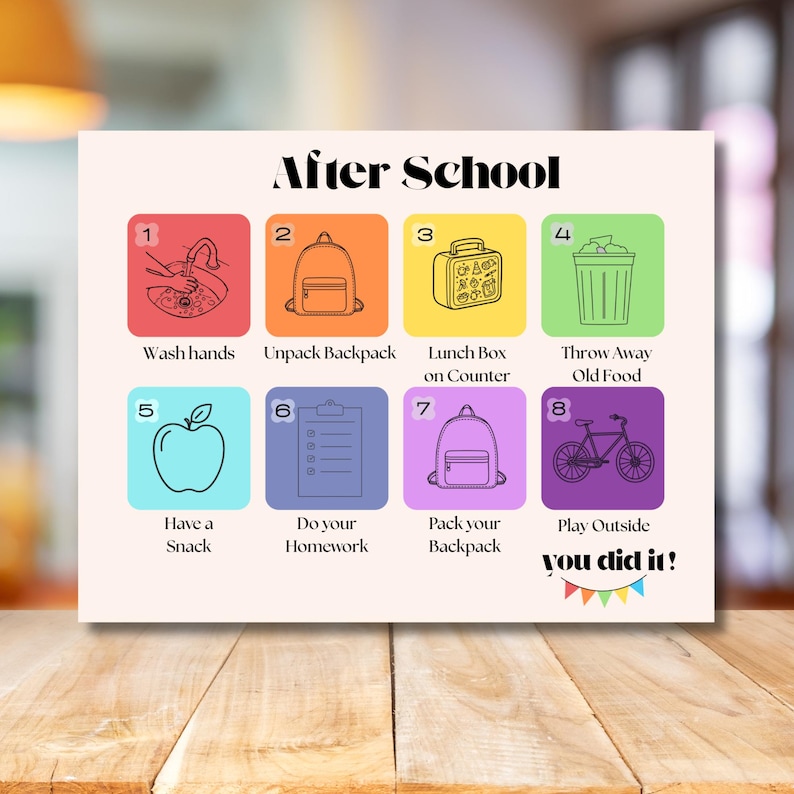 After School Chart for Kids | Visual Checklist | ADHD Autism Routine ...