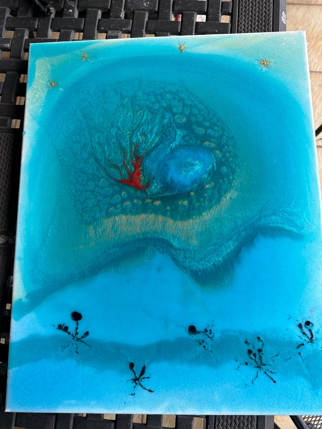Epoxy Resin Canvas Blue Sea - Etsy