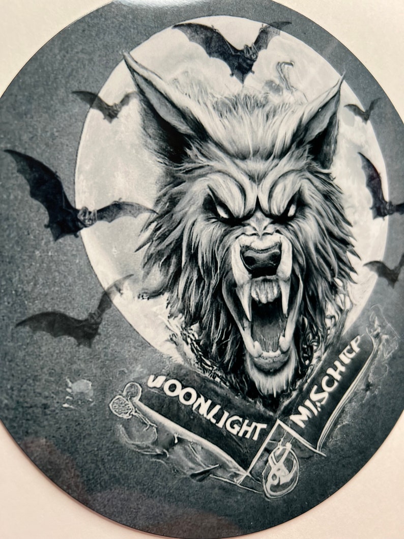 8” Werewolf Wreath Attachment Sign, No Hole Aluminum Sign, Moonlight ...