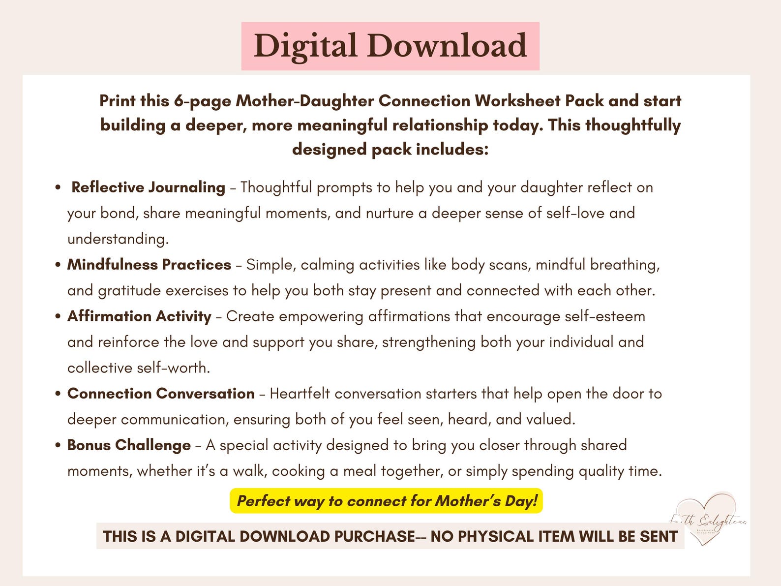 Mother and Daughter Workbook Journal, Worksheets for Relationship ...