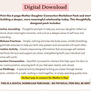 Mother and Daughter Workbook Journal, Worksheets for Relationship ...