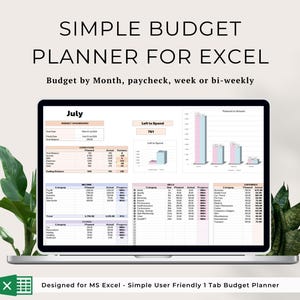 Simple Monthly Budget Planner, EXCEL. Easy Spreadsheet. 1 Tab. FREE ...