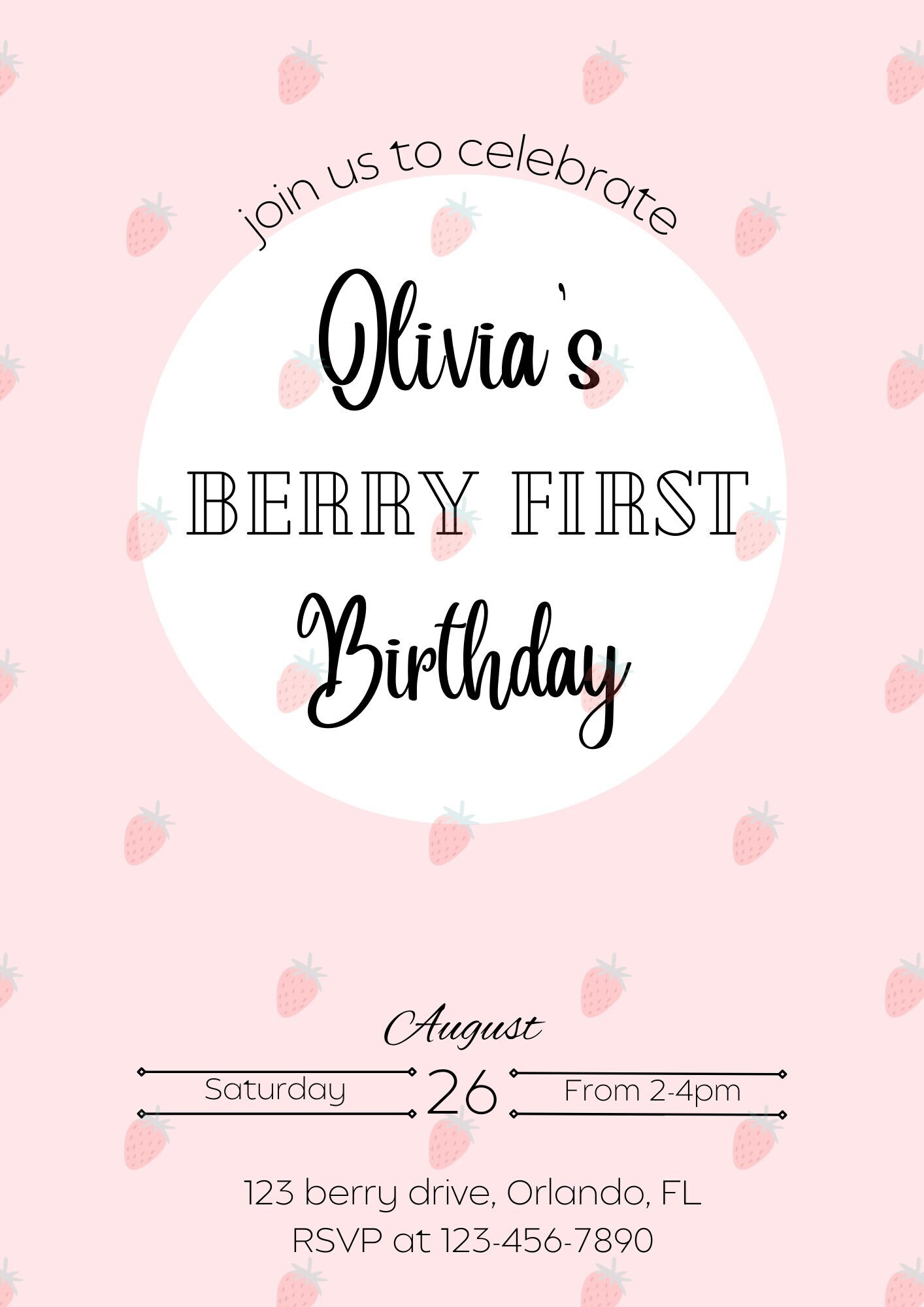 Berry Themed Birthday Invitation Berry First Birthday Editable Birthday ...