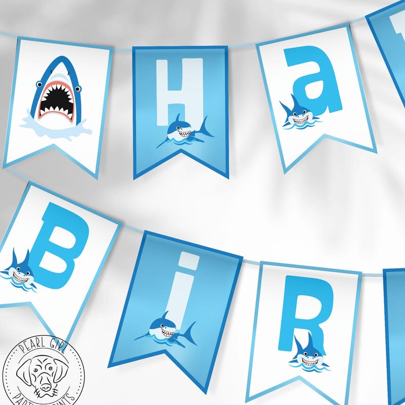 Shark Birthday Banner - Etsy