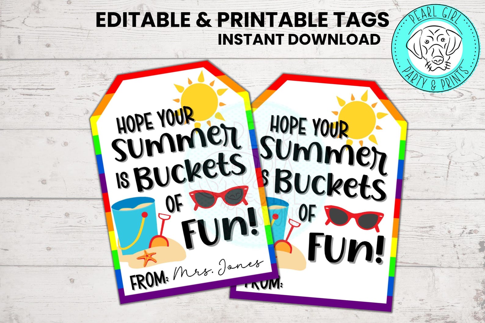 Buckets of Fun Gift Tag, Editable End of School Year Tag, Teacher ...