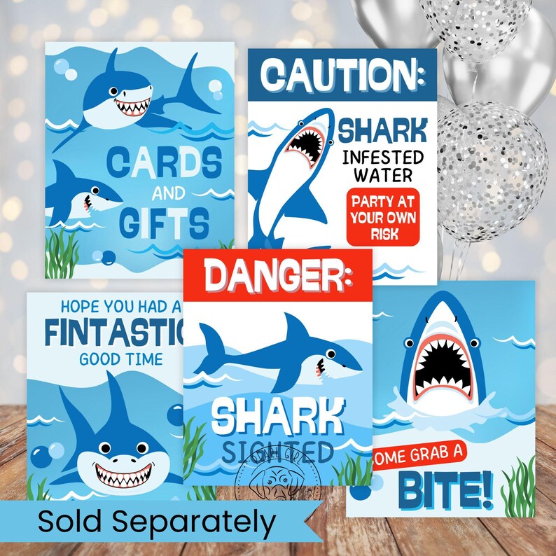 Shark Birthday Banner, PRINTABLE Birthday Banner, Shark Happy Birthday ...