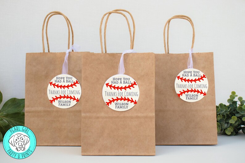 Personalized Baseball Thank You Tags: Party Favor Decorations (digital ...